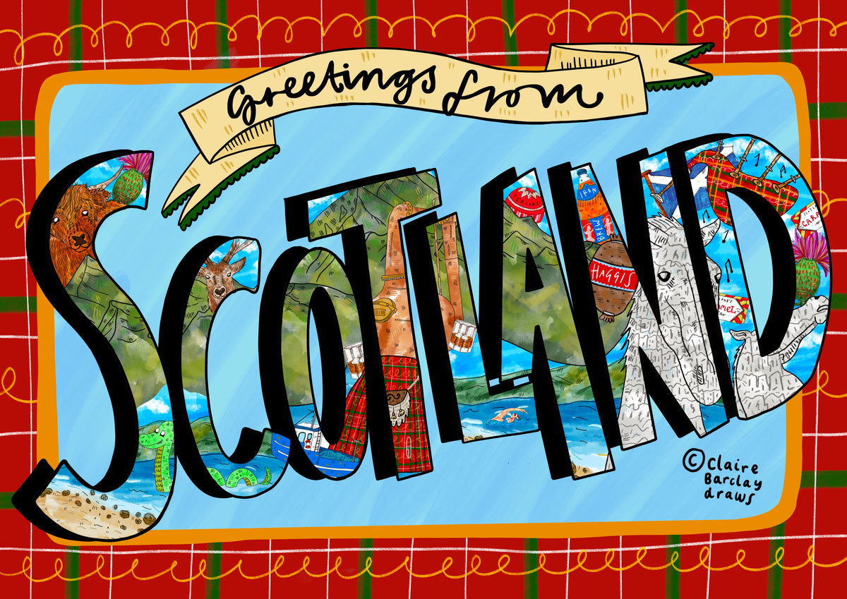 Greetings from Scotland! Greetings Card – Claire Barclay Draws