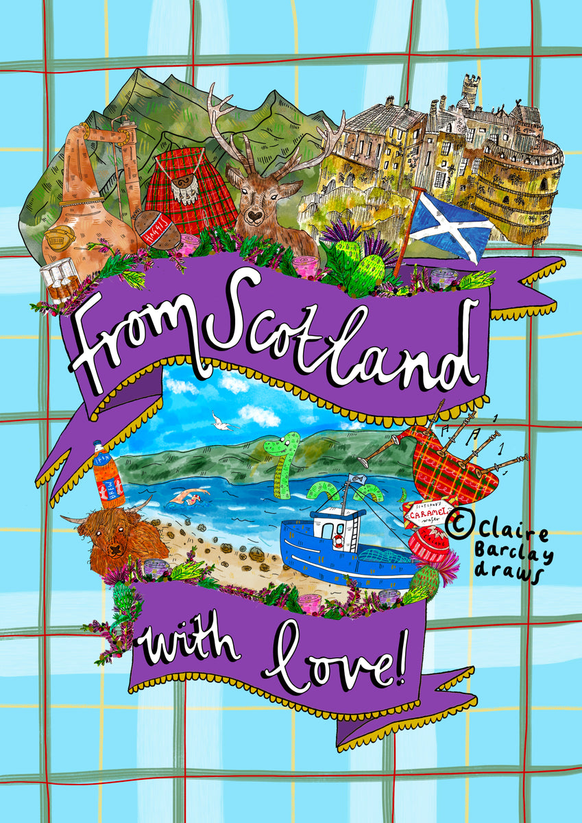Fom Scotland with Love! Greetings Card – Claire Barclay Draws